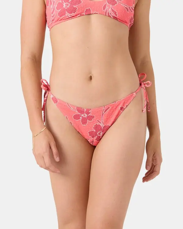 Roxy Garden Twirl Tie Side Cheeky Bikini Bottom - Holly Berry
