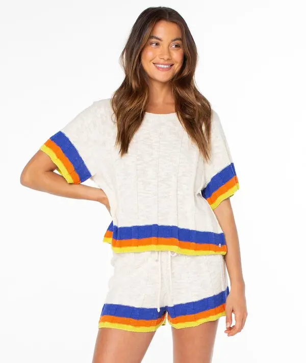 Roxy Cabana Club Tee Stripe Top - Dew /multicolor