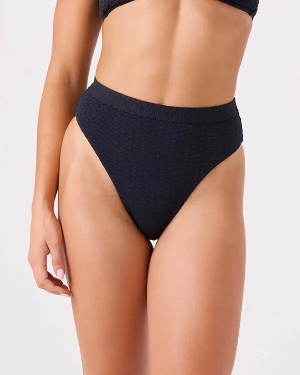 Roxy Haleiwa Banded High Waist Bikini Bottom - Anthracite