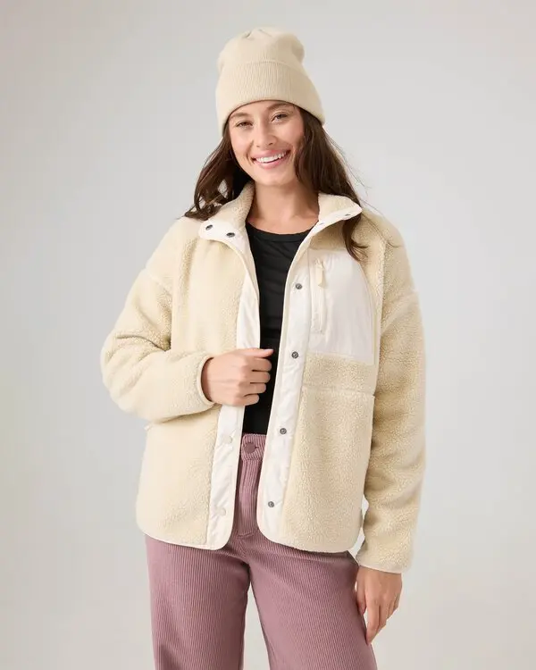 Roxy Axel Bonded Sherpa Jacket - Fog