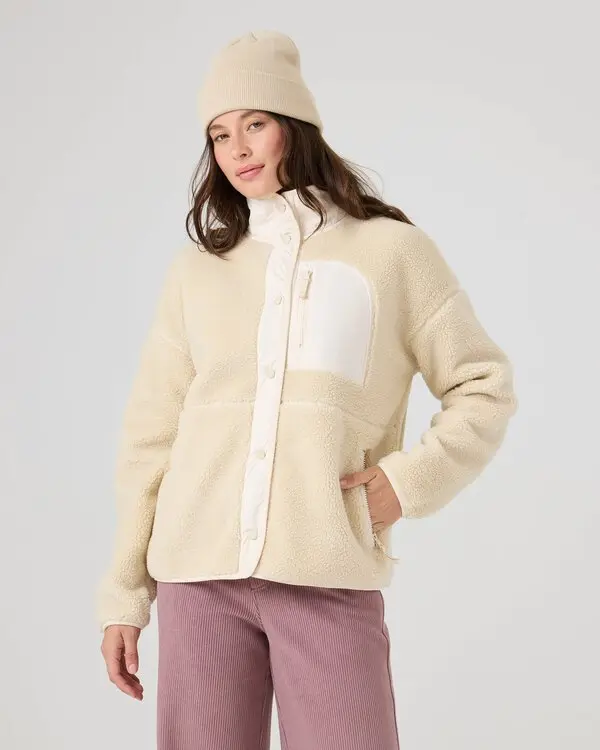 Roxy Axel Bonded Sherpa Jacket - Fog