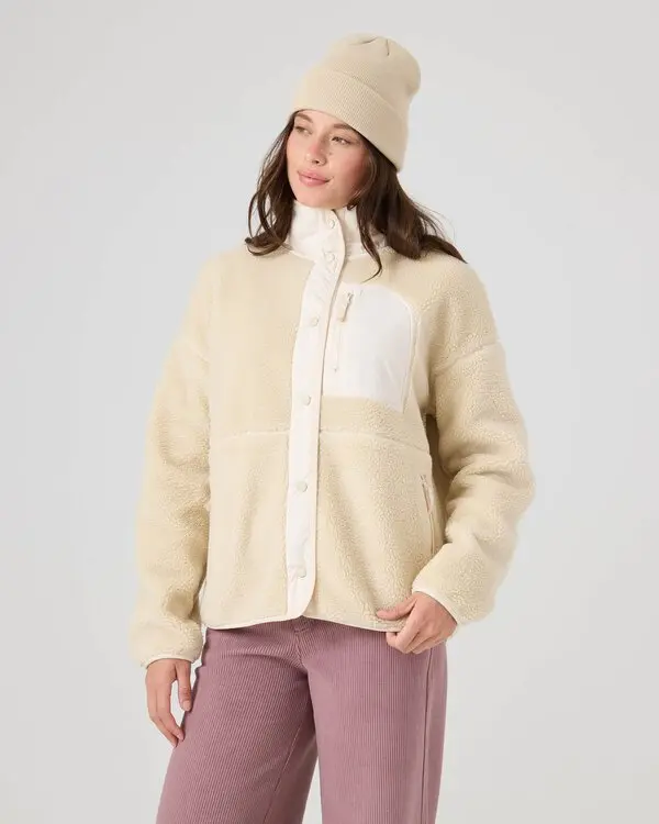 Roxy Axel Bonded Sherpa Jacket - Fog