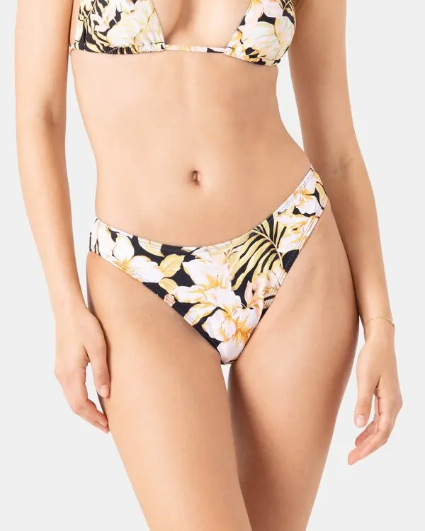 Roxy Tropical Scoop Bikini Bottom - Black Multi