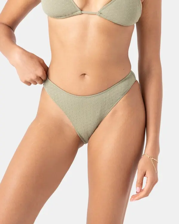 Roxy Haleiwa Scoop Bikini Bottom - Oil Green