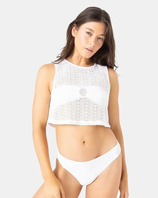Roxy Crochet Crop Top - White