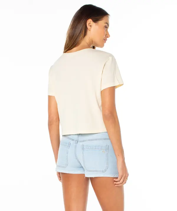 Roxy Sealife Border Cropped Boxy Tee - Parchment