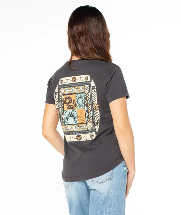 Roxy Printed Boyfriend T-shirt - Phantom Poly Blocks