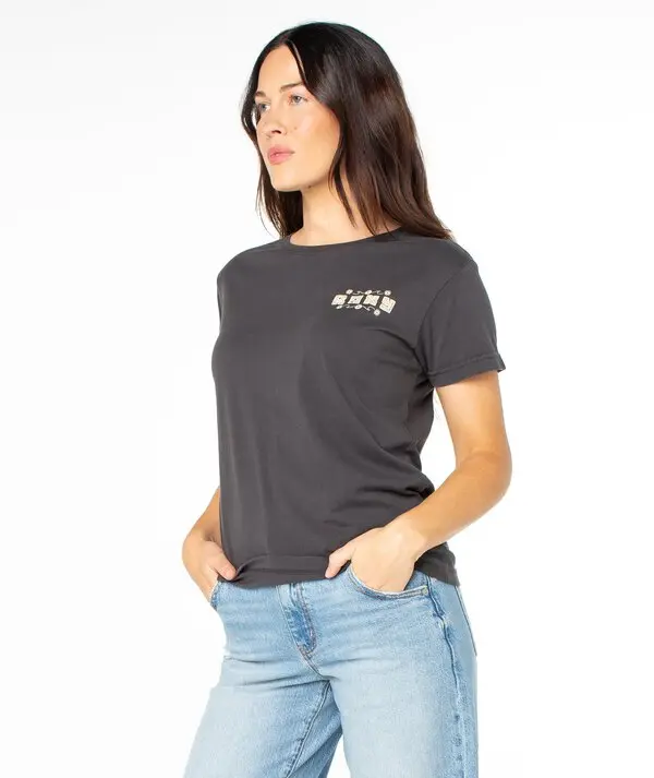 Roxy Printed Boyfriend T-shirt - Phantom Poly Blocks