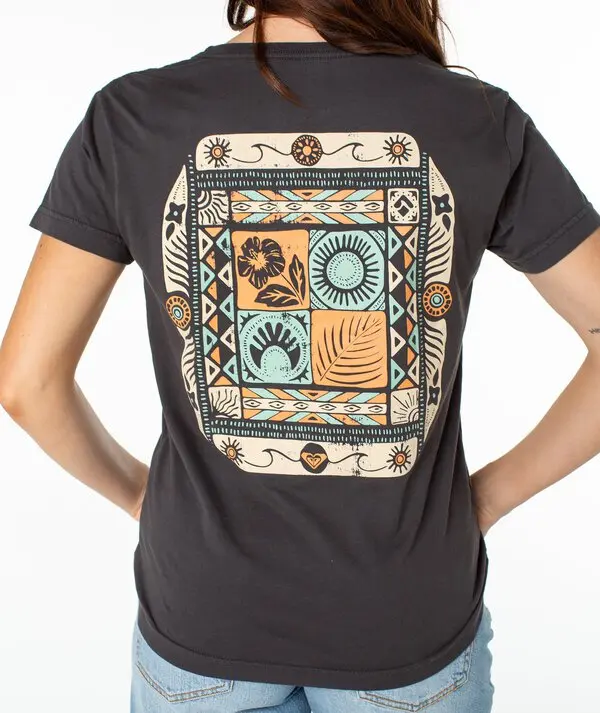 Roxy Printed Boyfriend T-shirt - Phantom Poly Blocks