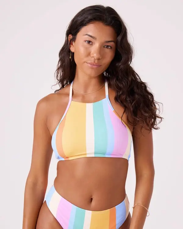 Roxy Go My Way High Neck Bikini Top - Colorblock Multi
