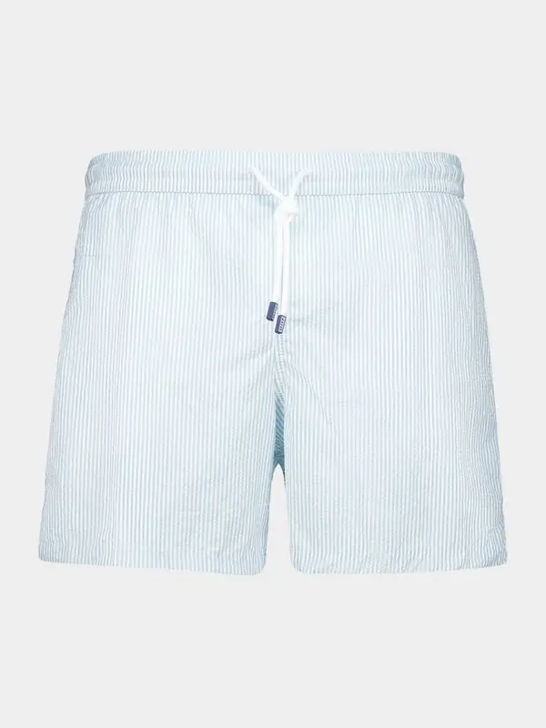 Fedeli Madeira Striped Sakar Swim Trunks - Blue