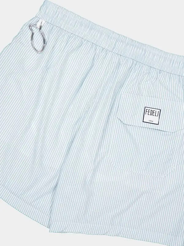 Fedeli Madeira Striped Sakar Swim Trunks - Blue