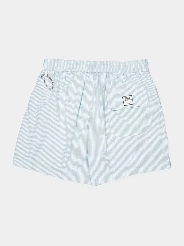 Fedeli Madeira Striped Sakar Swim Trunks - Blue