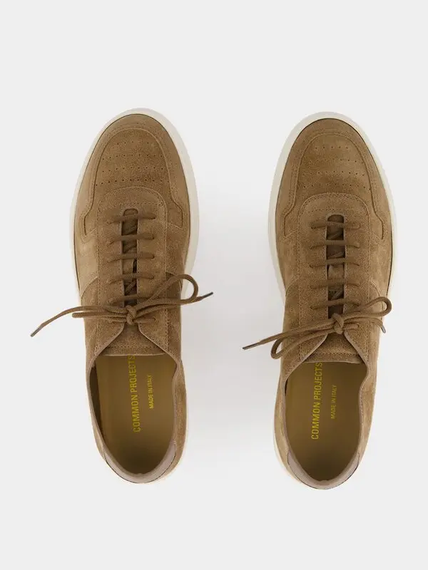 COMMON PROJECTS Taupe Bball Slim Deconstructed Suede Sneakers - Brown