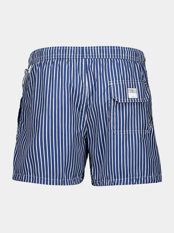 Fedeli Striped Swim Trunks - Blue