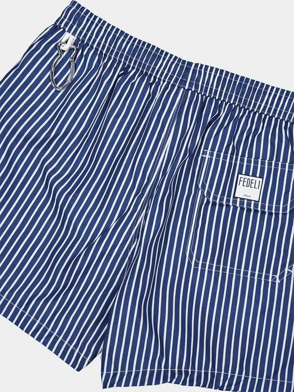 Fedeli Striped Swim Trunks - Blue