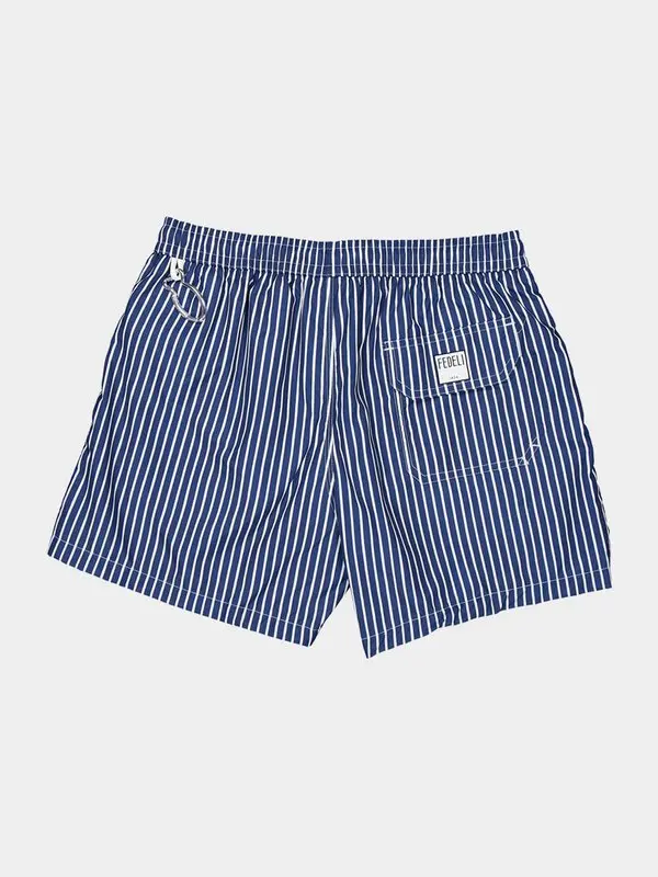 Fedeli Striped Swim Trunks - Blue