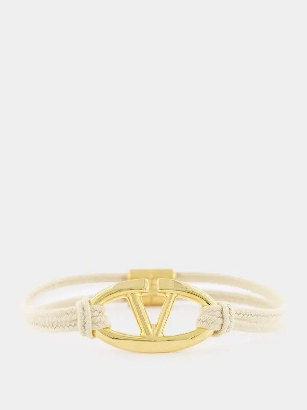 Valentino Garavani Cord Bracelet With Logo - Beige