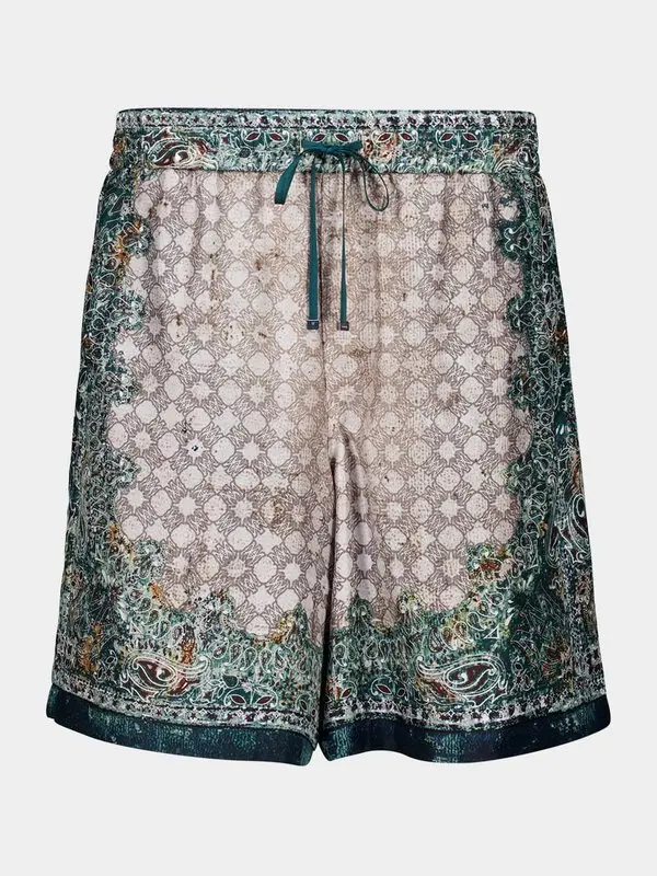 Amiri Bandana Monogram Shorts - Green