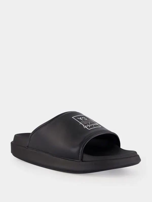 Y3 Logo Leather Slides