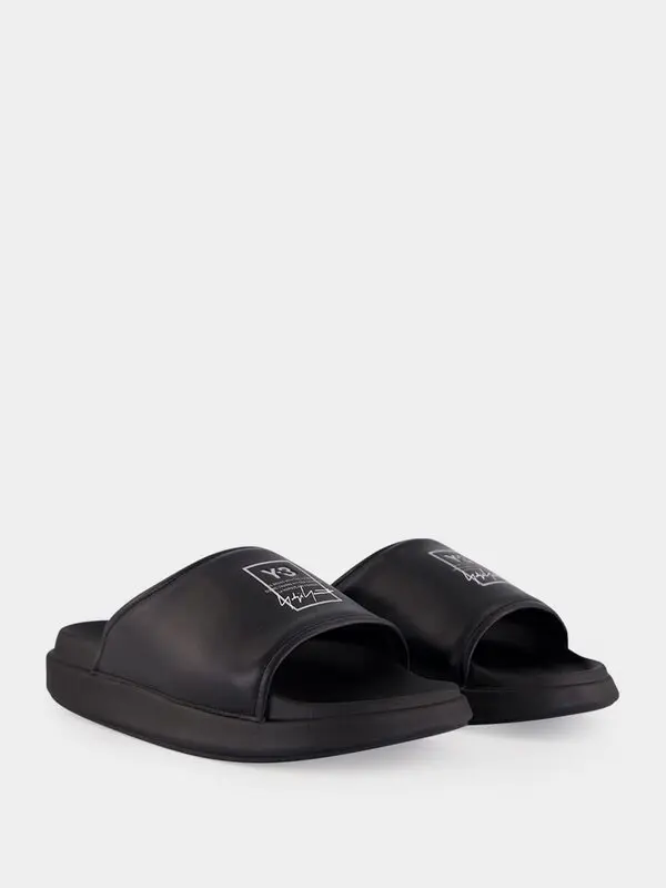 Y3 Logo Leather Slides