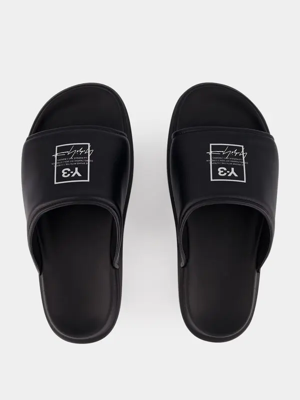 Y3 Logo Leather Slides