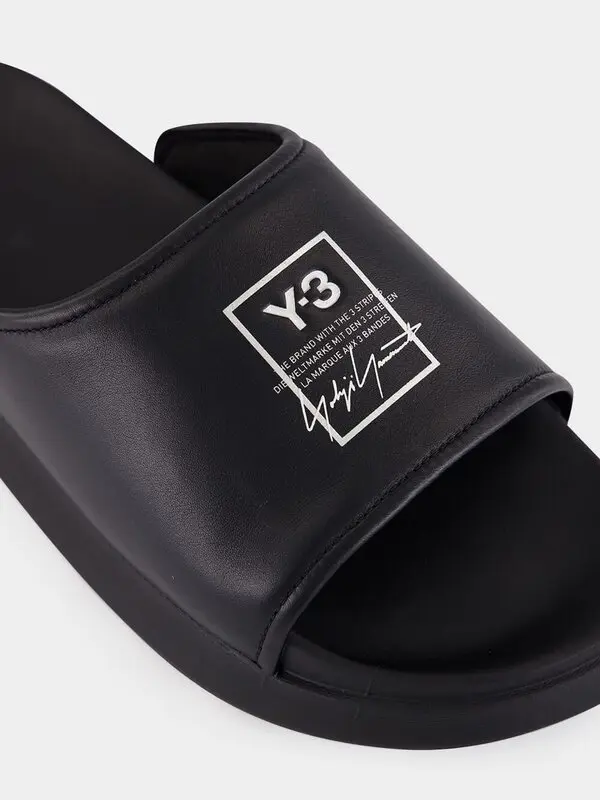 Y3 Logo Leather Slides