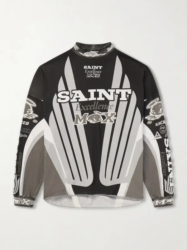 SAINT MXXXXXX Printed Cotton-jersey Sweater - Black