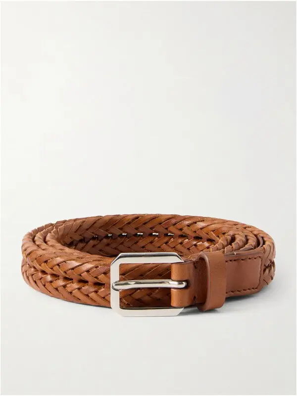 TOM FORD 2cm Woven Leather Belt - Brown