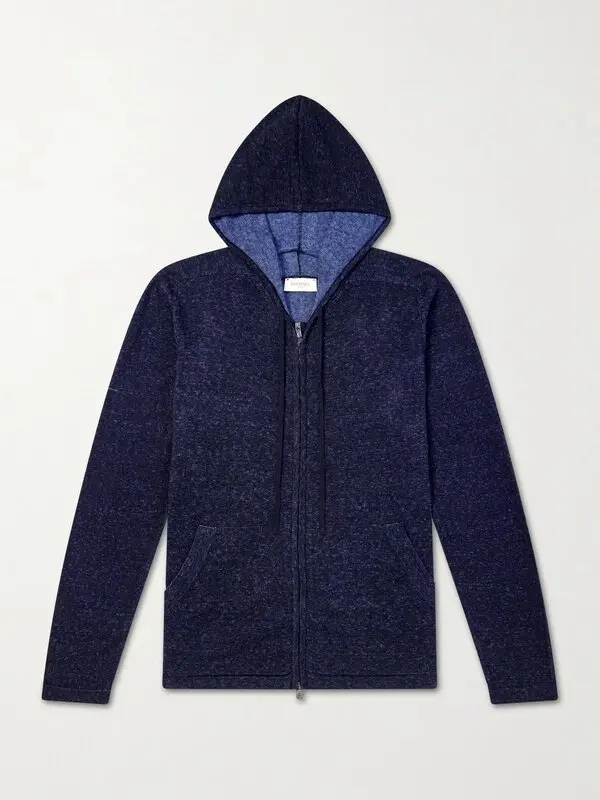 PIACENZA CASHMERE 1733 Knitted Silk And Linen-blend Zip-up Hoodie