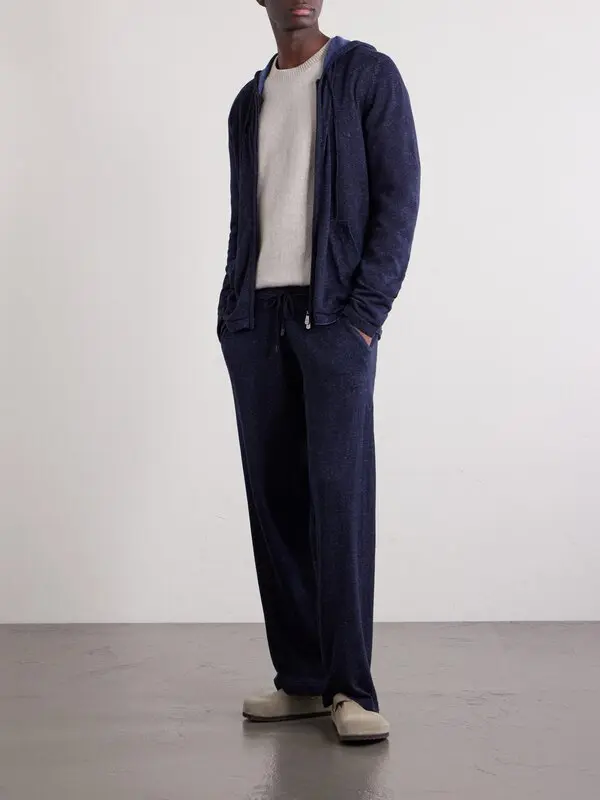 PIACENZA CASHMERE 1733 Knitted Silk And Linen-blend Zip-up Hoodie