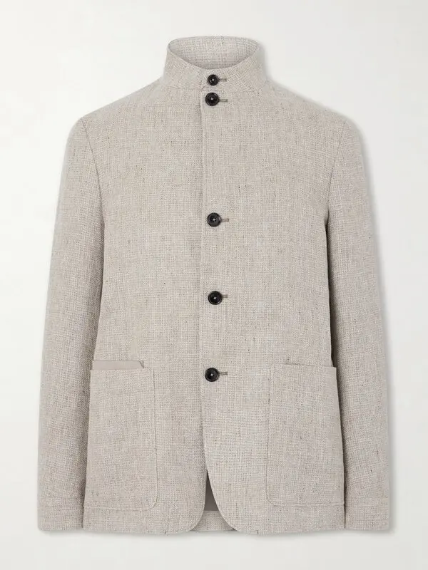 Zegna Textured-linen Jacket - Gray