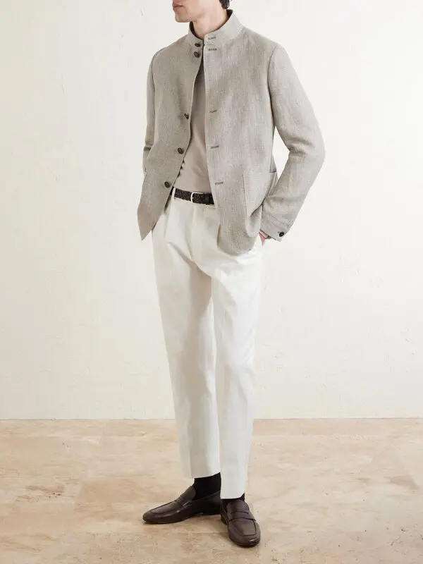 Zegna Textured-linen Jacket - Gray