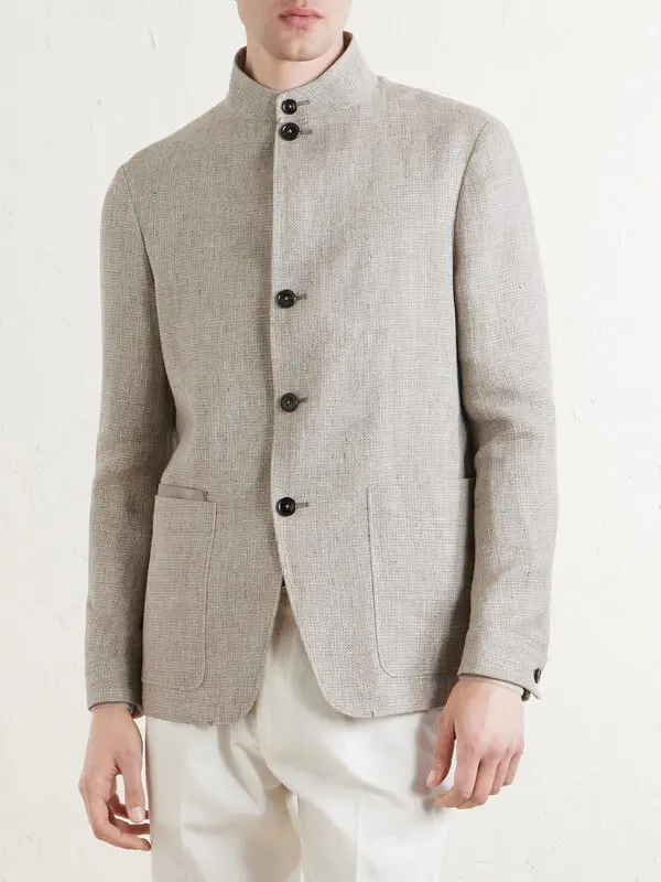 Zegna Textured-linen Jacket - Gray