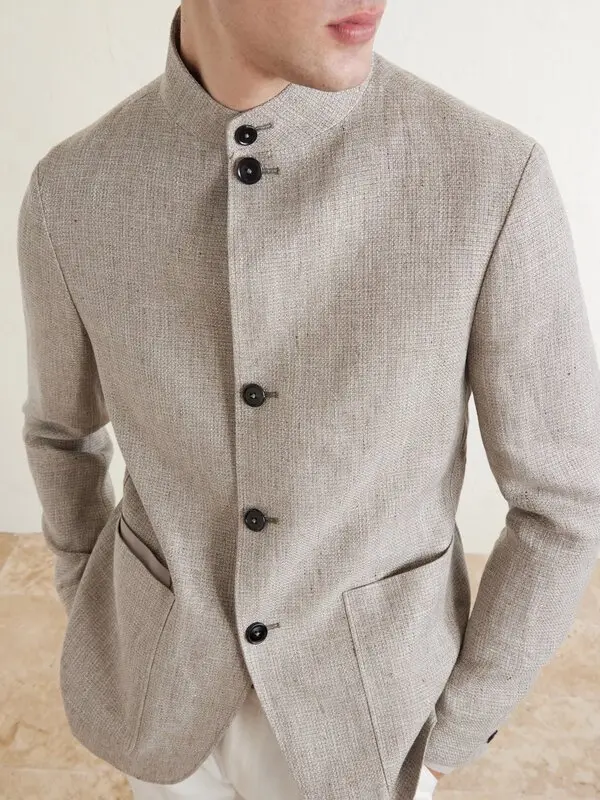 Zegna Textured-linen Jacket - Gray