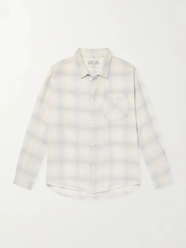 REMI RELIEF Viyella Checked Wool-blend Shirt - Blue