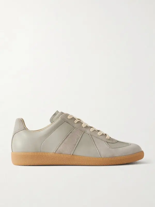 MAISON MARGIELA Replica Leather And Suede Sneakers - Gray