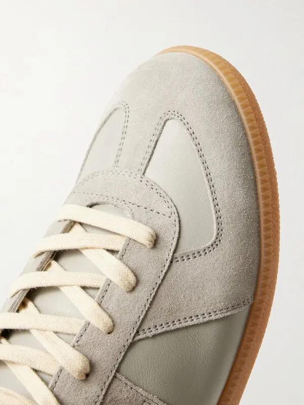 MAISON MARGIELA Replica Leather And Suede Sneakers - Gray