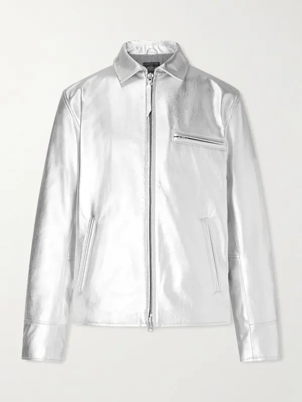 Golden Bear Waterfront Metallic Leather Jacket - Silver