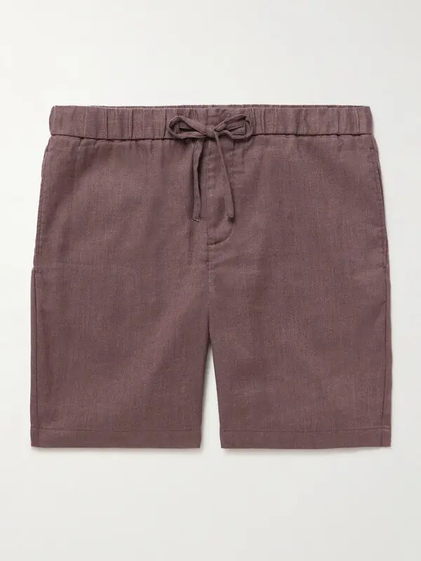Frescobol Carioca Felipe Straight-leg Linen And Cotton-blend Drawstring Shorts - Brown