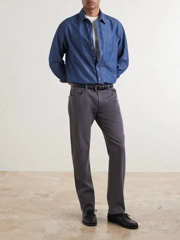 Canali Straight-leg Garment-dyed Jeans - Gray