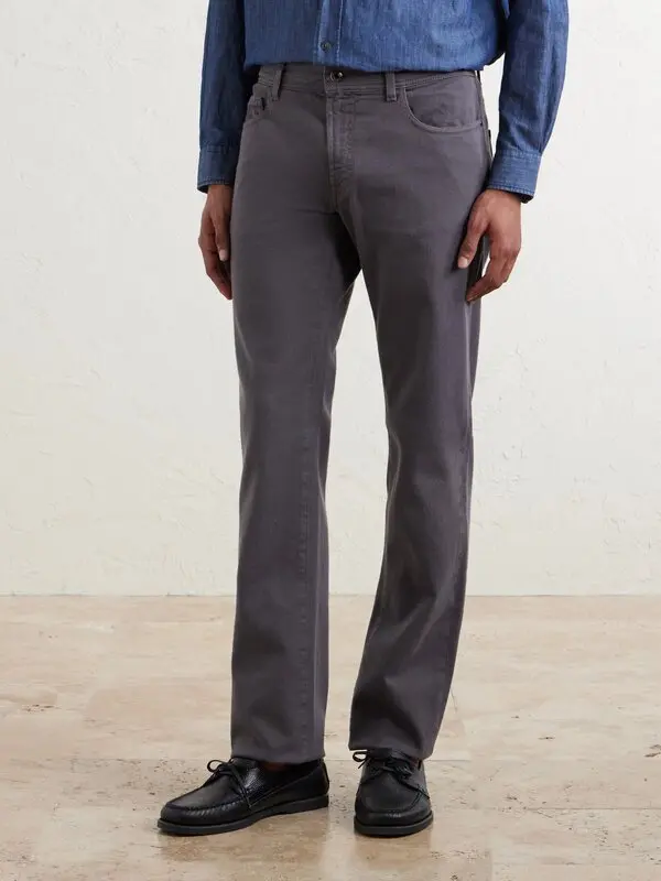 Canali Straight-leg Garment-dyed Jeans - Gray