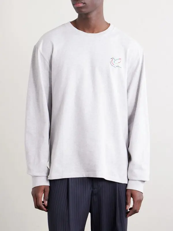 Aimé Leon Dore Dove Logo-print Cotton-jersey Sweater - Gray
