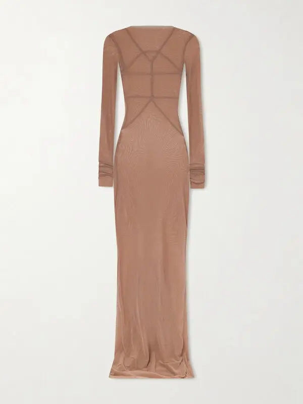 Rick Owens Temple Stretch-mesh Gown - Neutrals