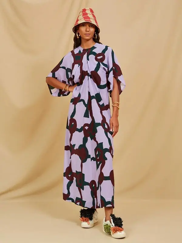 Colville Printed Cocoon Maxi Dress - Purple