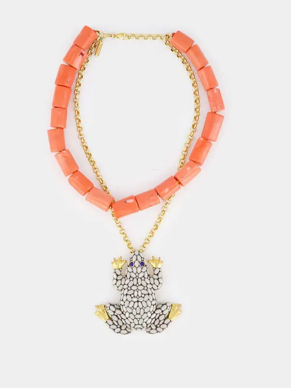 Begum Khan Mega Frog Coral Necklace - White
