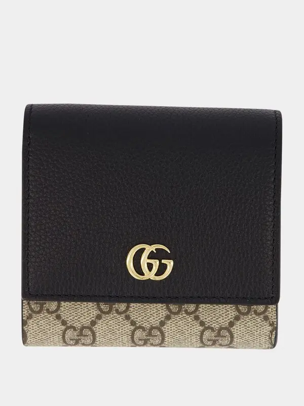 Gucci Ebony And Gg Marmont Mini Wallet - Black