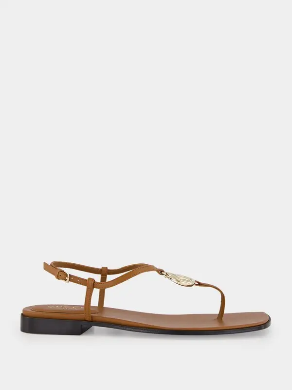 Gucci Leather Flat Thong Sandals With Interlocking G - Brown