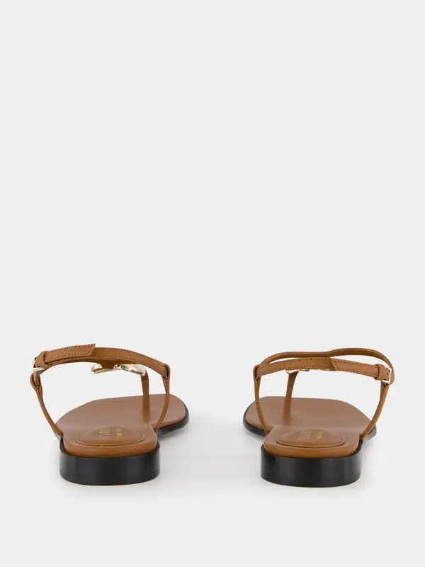 Gucci Leather Flat Thong Sandals With Interlocking G - Brown