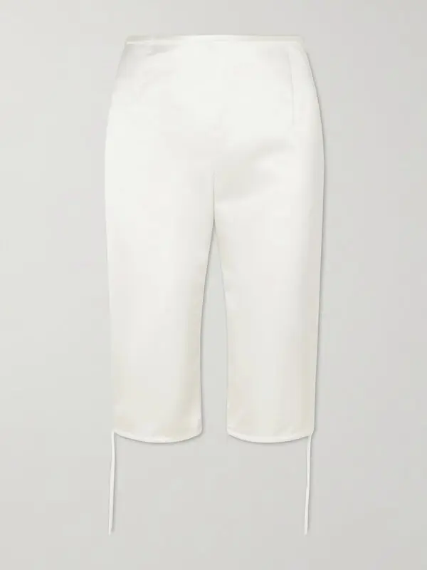 COLLEEN ALLEN Theatre Silk Duchesse-satin Straight Leg Pants - White